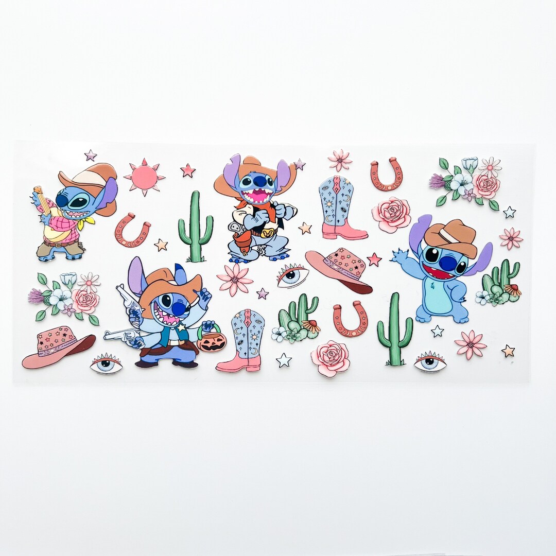 Stitch\ Lilo Stitch UV DTF 16 Oz Cup Wrap for Libbey Glass, Ready to ...