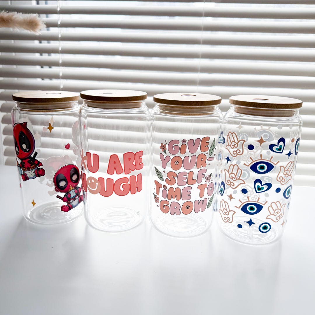 Deadpool Tumbler Glass Cup Gift Libbey | You Are Enough Iced Coffee ...