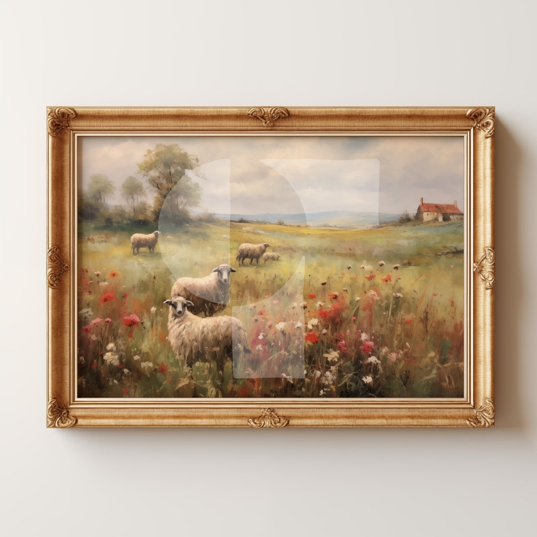 Printable Vintage Rustic Countryside Farmhouse Wall Art, Oil Painting ...