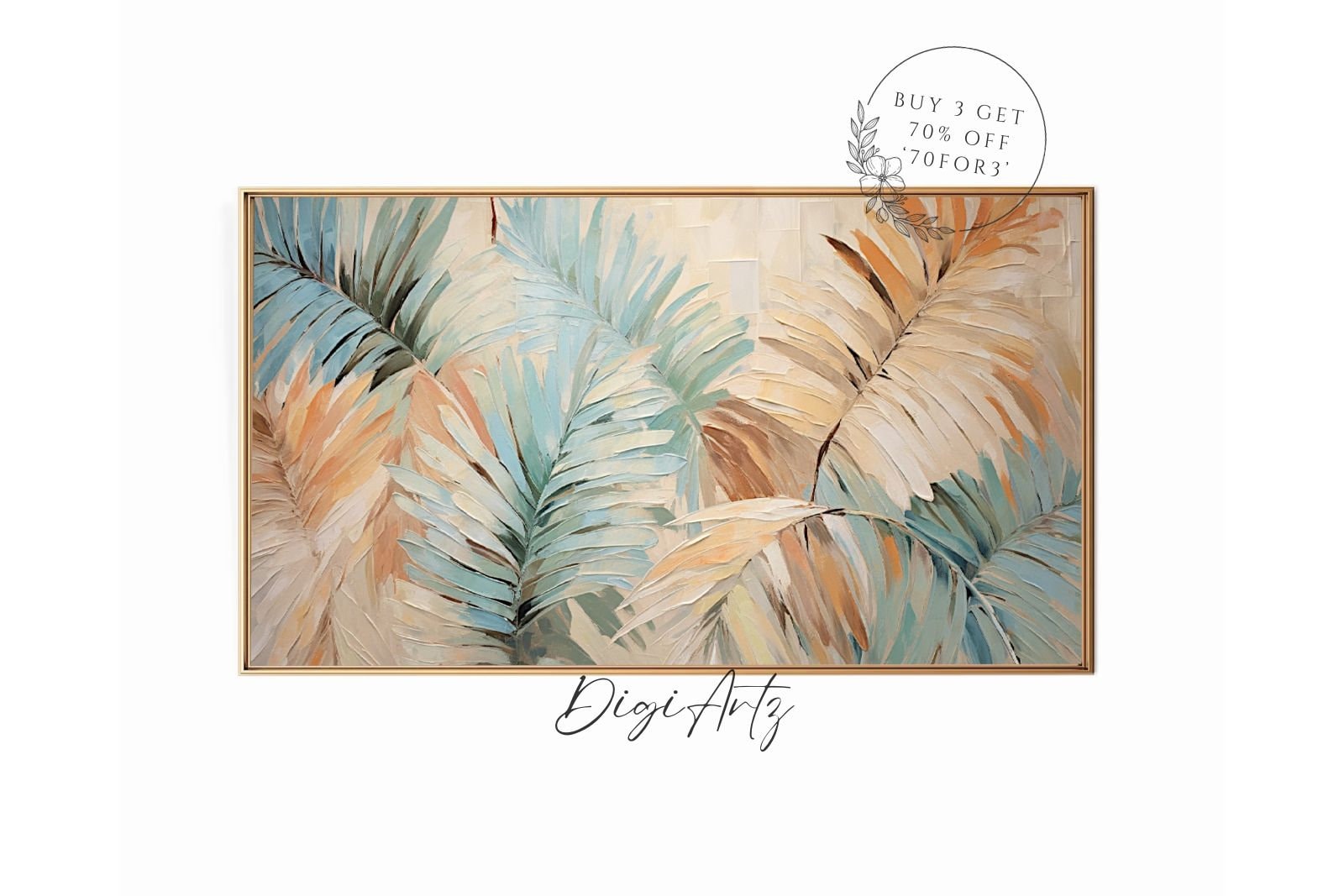 Samsung Frame TV Tropical Leaves Oil Painting Monstera Botanical Nature ...