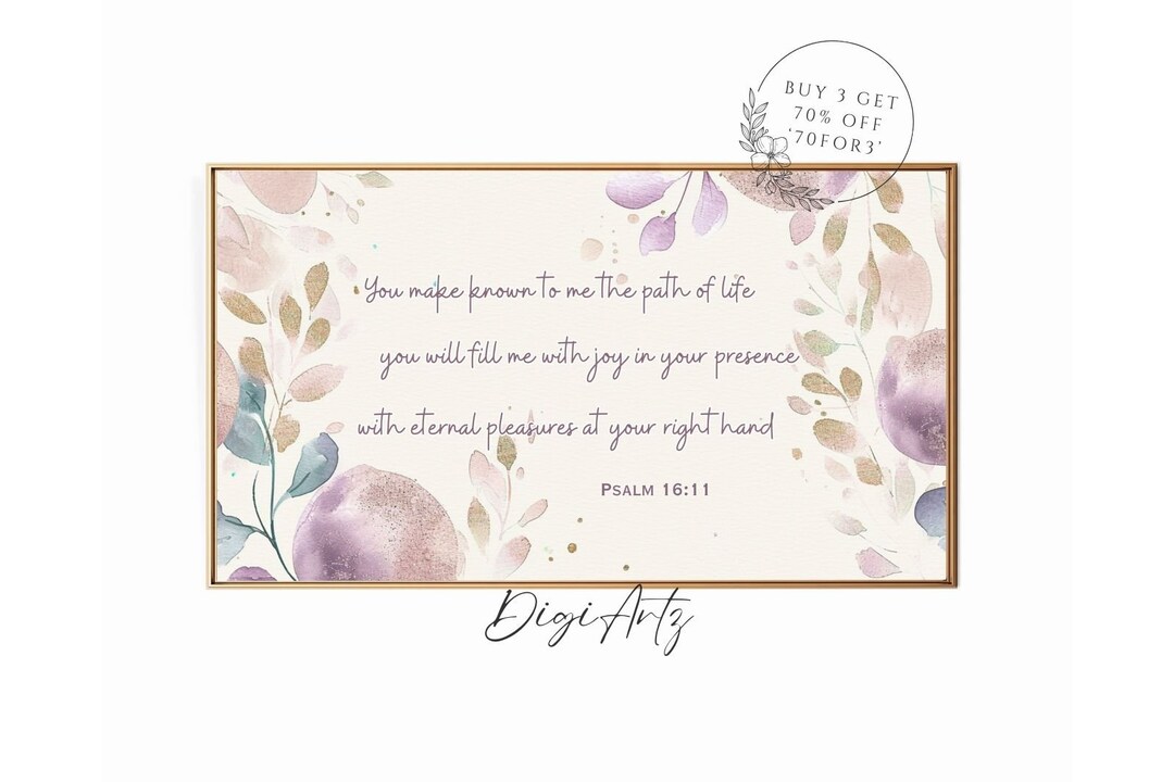 Samsung Frame TV Christian Art Bible Verse Psalm 16 Scripture Fill Me ...