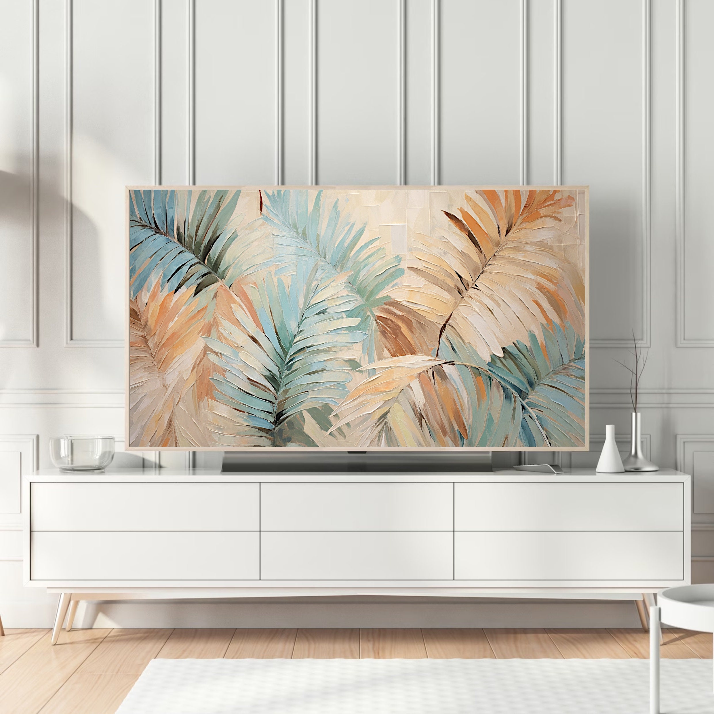 Samsung Frame TV Tropical Leaves Oil Painting Monstera Botanical Nature ...