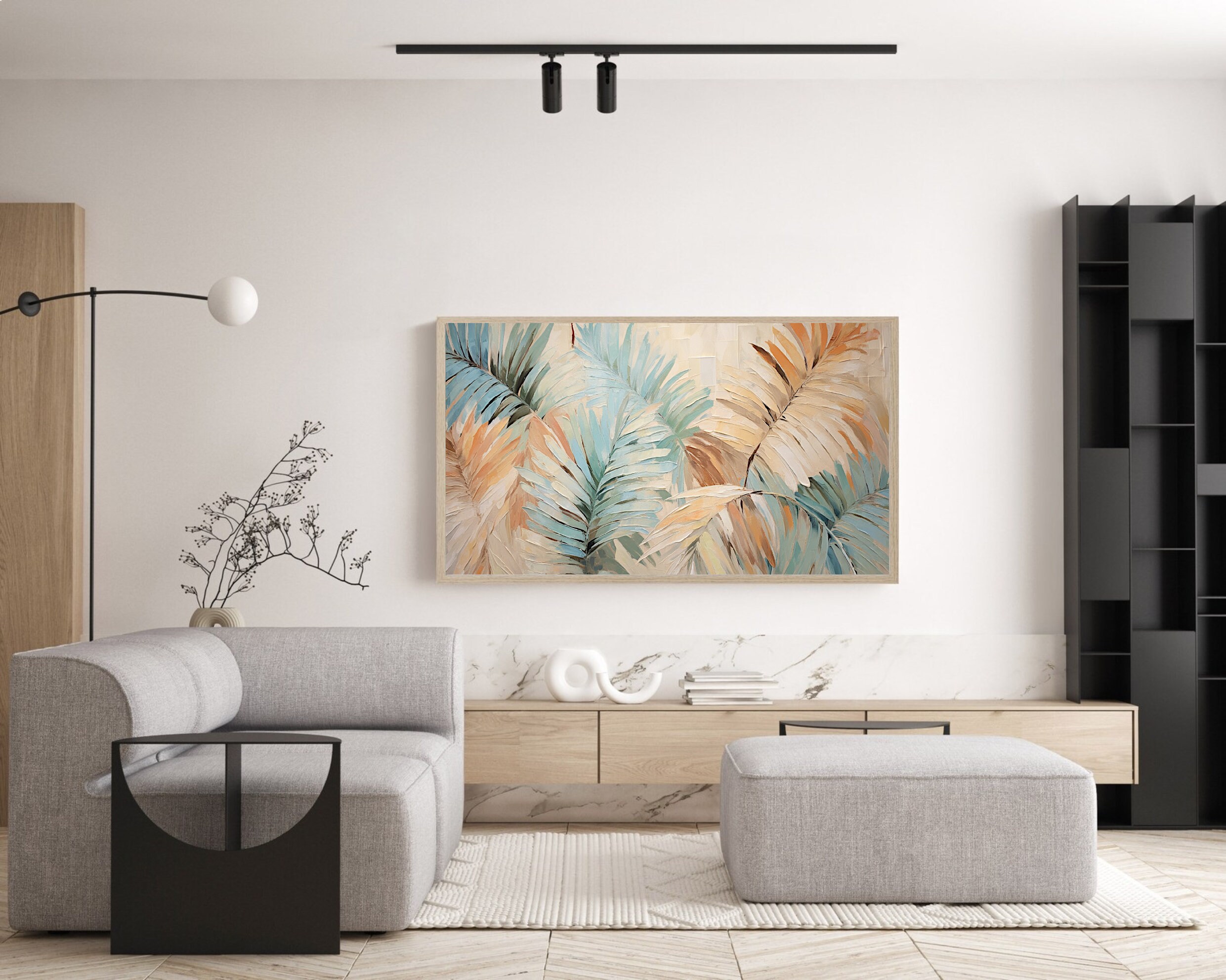 Samsung Frame TV Tropical Leaves Oil Painting Monstera Botanical Nature ...