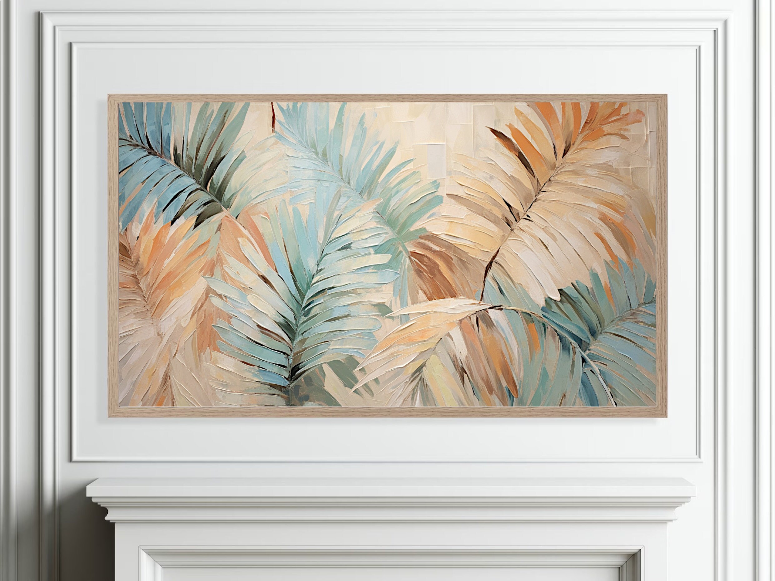 Samsung Frame TV Tropical Leaves Oil Painting Monstera Botanical Nature ...