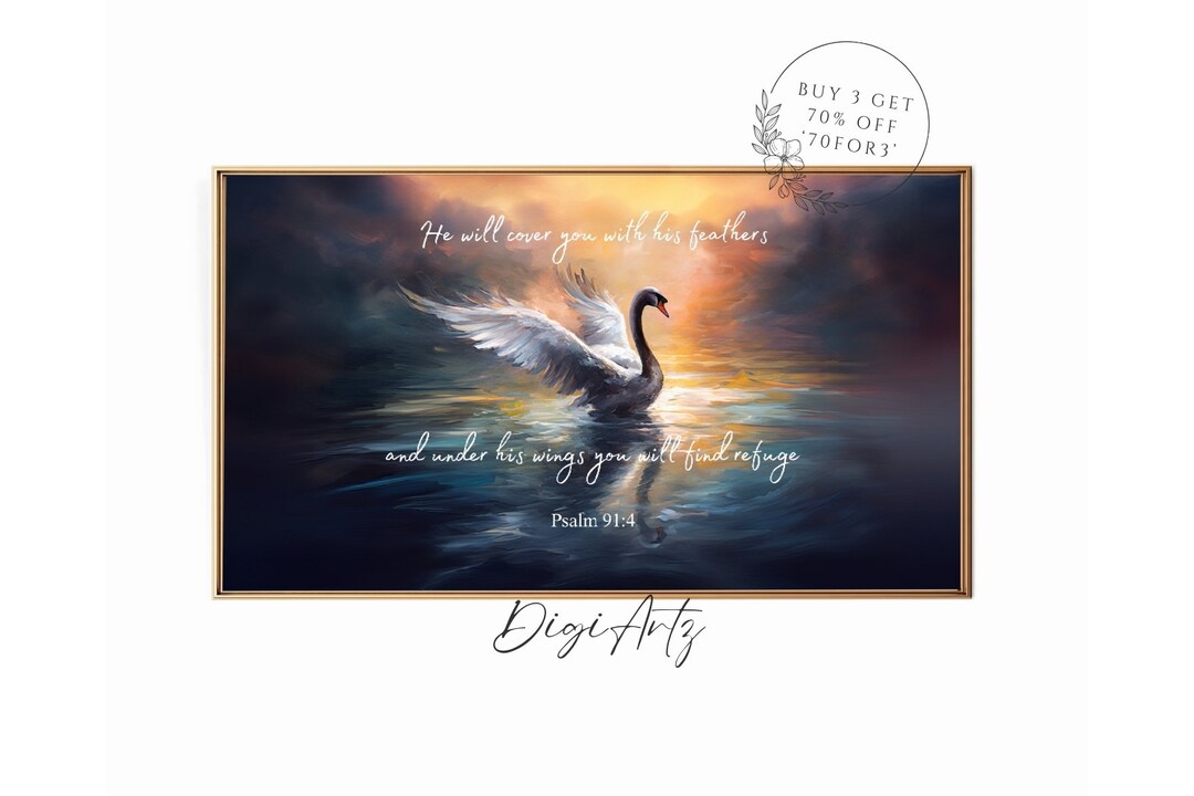 Samsung Frame TV Christian Bible Verse Psalm 91 Scripture Under His ...