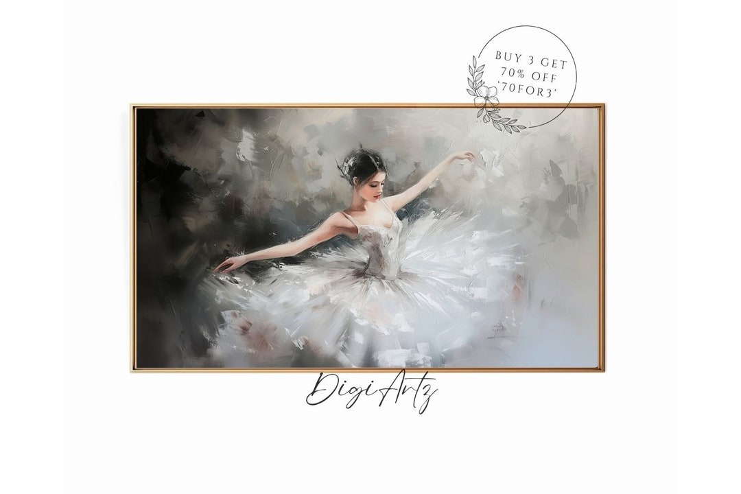 Samsung Frame TV Ballerina Portrait Dancing Print Moody Ballet Portrait ...