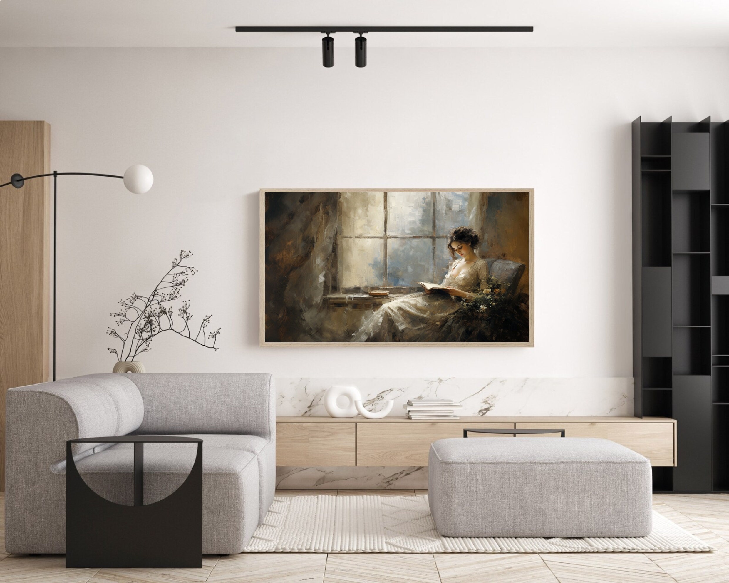 Samsung Frame TV Portrait Art Woman Reading Oil Painting Moody Portrait ...