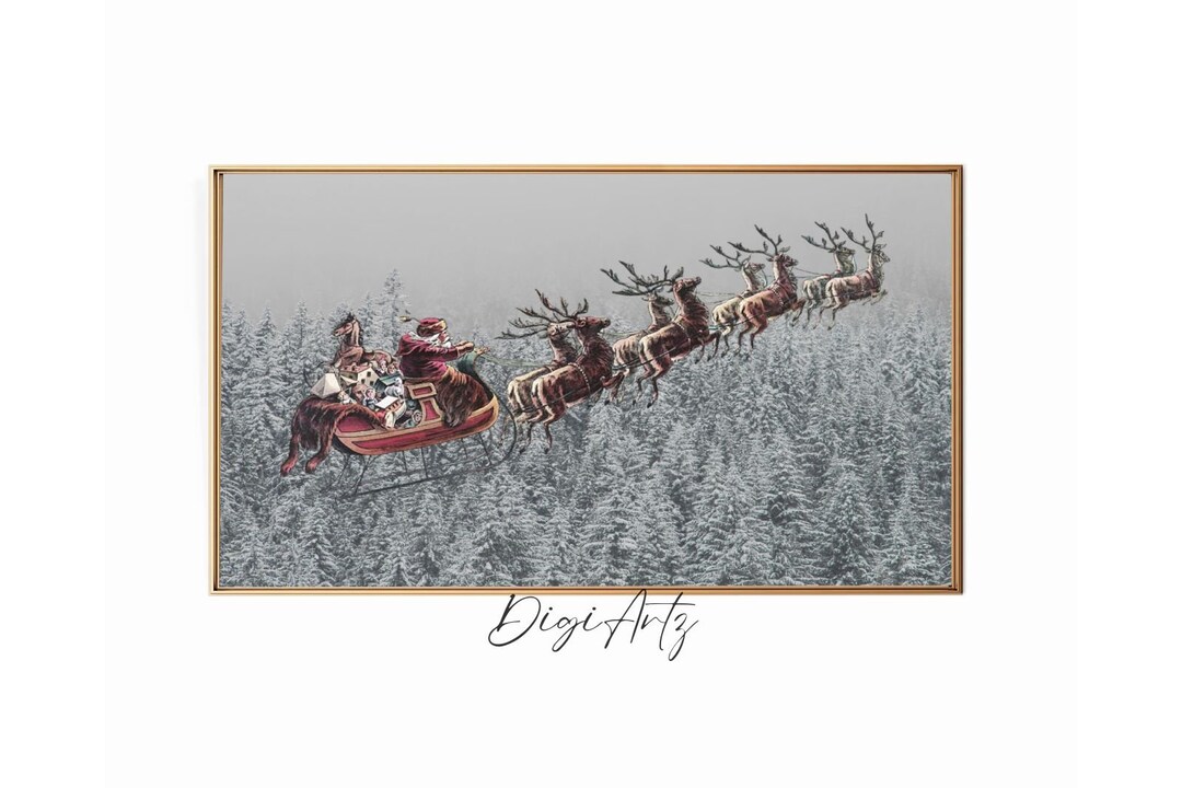 Samsung Frame TV Art Christmas Wall Art Santa Reindeer Companionship ...