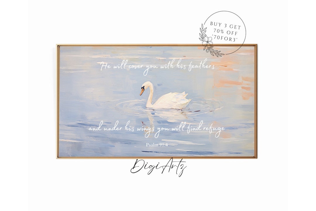 Samsung Frame TV Christian Swan Art Bible Verse Psalm 91 Scripture ...