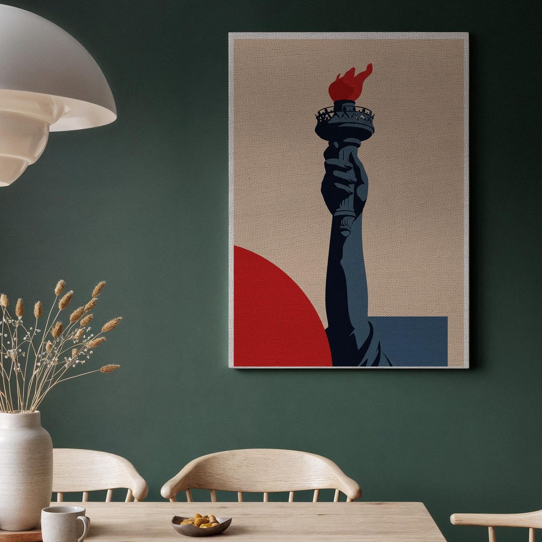 Liberty Torch Canvas Wall Art for Modern Interiors, Bold Minimalist ...