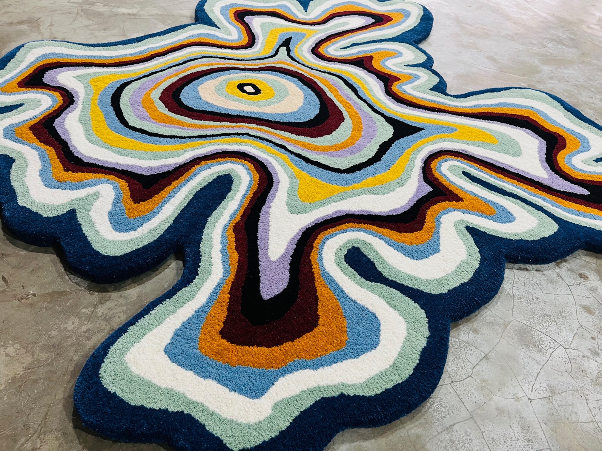 Paint Splatter Purple & Multi, Irregular Shaped Hand-tufted 100% Wool ...