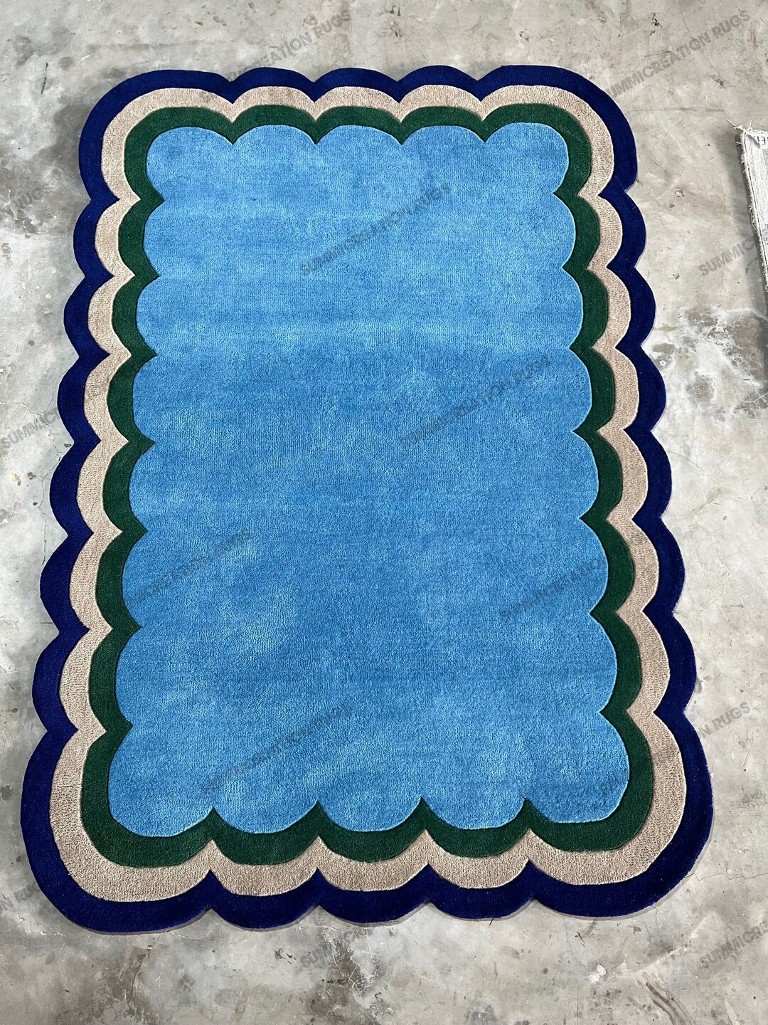 Scallop Rug Bohemian Handmade Designer Rug Hand Tufted Rugs for Living ...