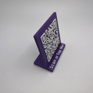 Purple QR Code Stand W/ NFC Chip Custom Sign, Perfect for Google ...