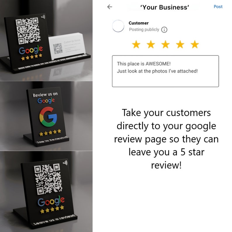 Orange Mini QR Code Stand With NFC Chip Custom Sign, Perfect for Google ...
