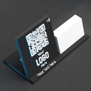 Custom Qr Stand W/ Business Card Holder and NFC Chip - Etsy
