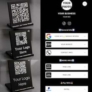 White QR Code Stand W/ NFC Chip Custom Sign, Perfect for Google Reviews ...