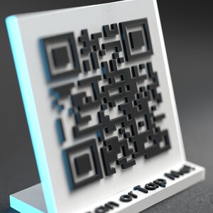 White QR Code Stand W/ NFC Chip Custom Sign, Perfect for Google Reviews ...