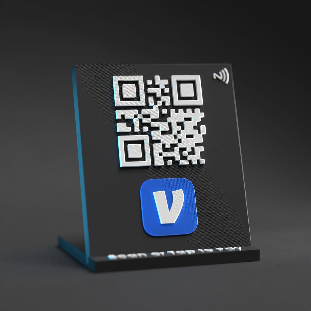 Venmo QR Code Stand W/ NFC Chip Scan/tap to Pay With Venmo - Etsy