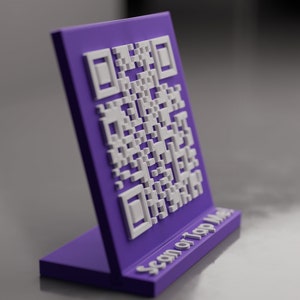 Purple QR Code Stand W/ NFC Chip Custom Sign, Perfect for Google ...
