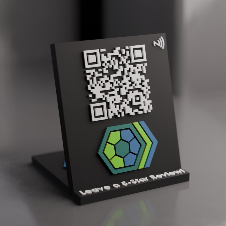 3 Custom Qr Stands W/ NFC Chip Save Money, Get Google Reviews, Website Advertising, Social Media ...