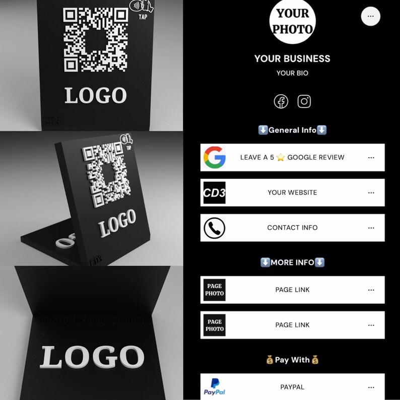2 Pack Bundle QR Code Stand for Business/shop/store With NFC Chip ...