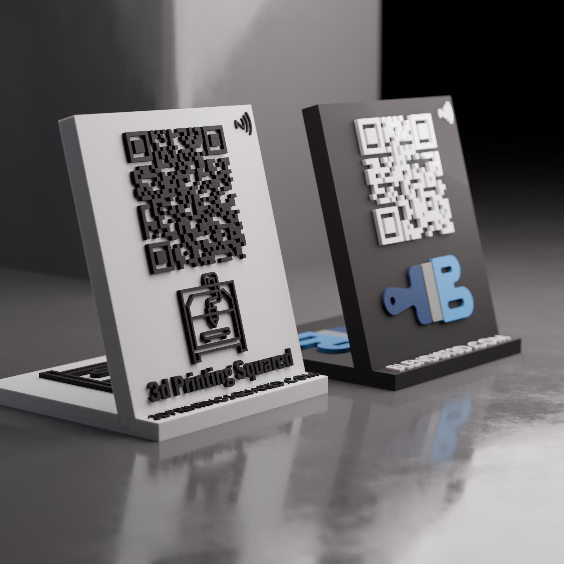 2 Pack Bundle QR Code Stand for Business/shop/store With NFC Chip Custom 3d Printed QR Code Nfc ...