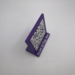 Purple QR Code Stand W/ NFC Chip Custom Sign, Perfect for Google ...