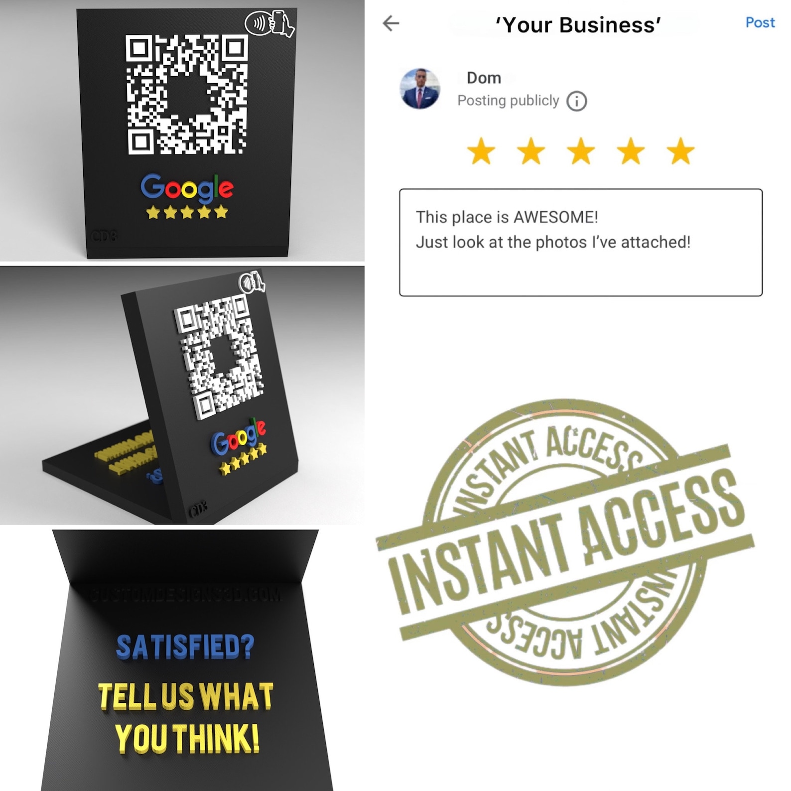 2 Large Google Review QR Stands With NFC TAG Integrated - Etsy