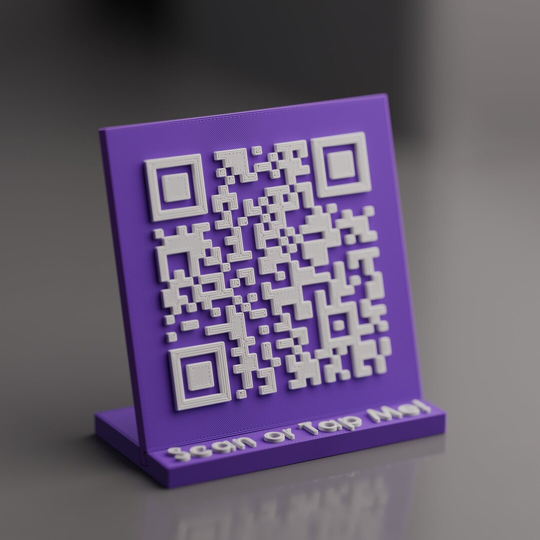 Purple QR Code Stand W/ NFC Chip Custom Sign, Perfect for Google ...