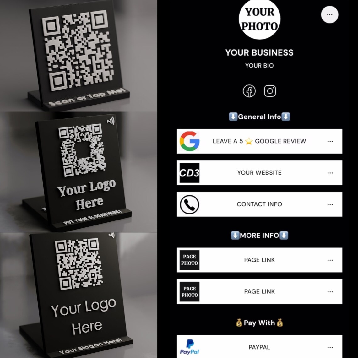 Orange Mini QR Code Stand With NFC Chip Custom Sign, Perfect for Google ...