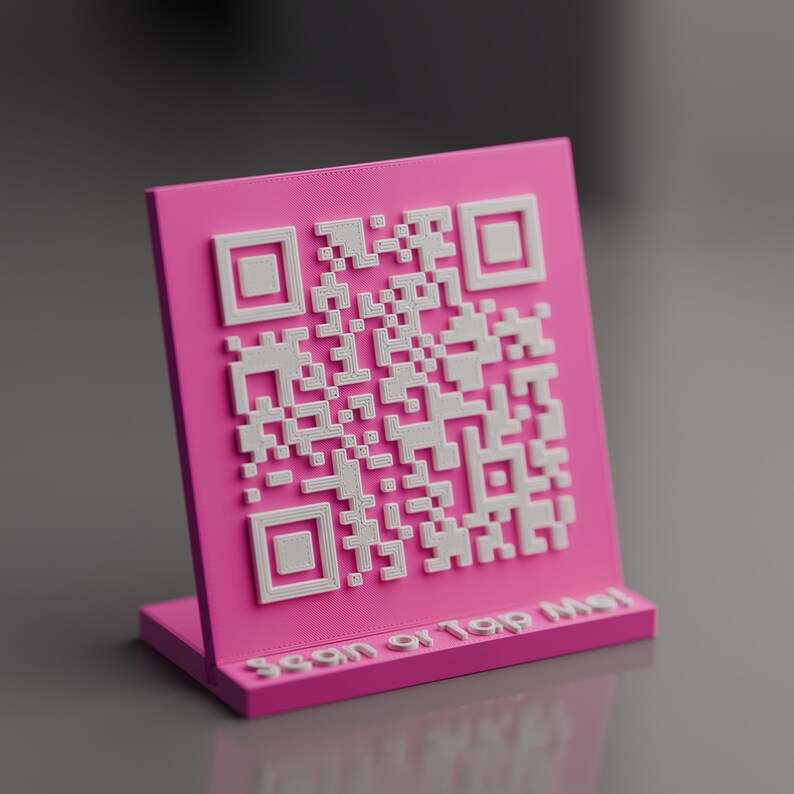 Pink QR Code Stand With NFC Chip Custom Sign, Perfect for Google ...