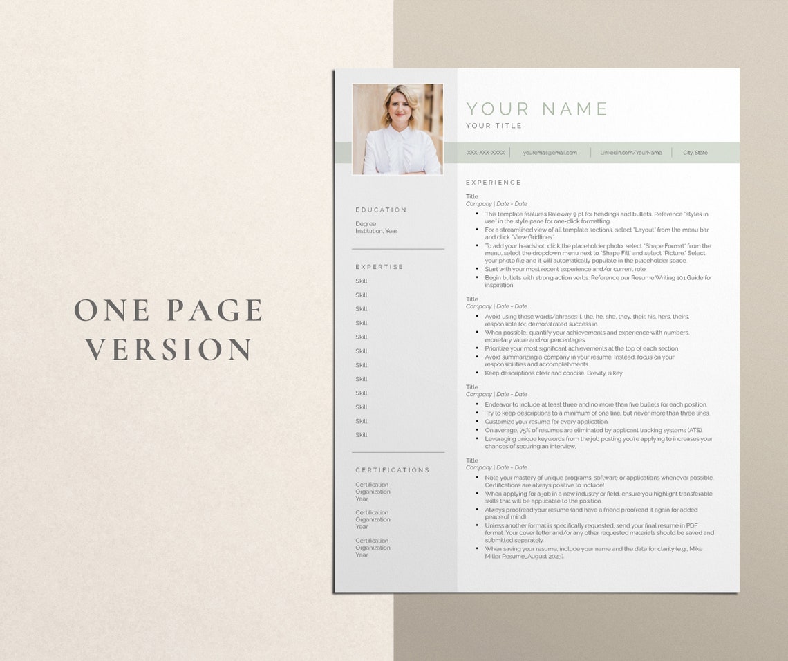 Modern Photo Professional Resume Template for Google Docs and Word ...