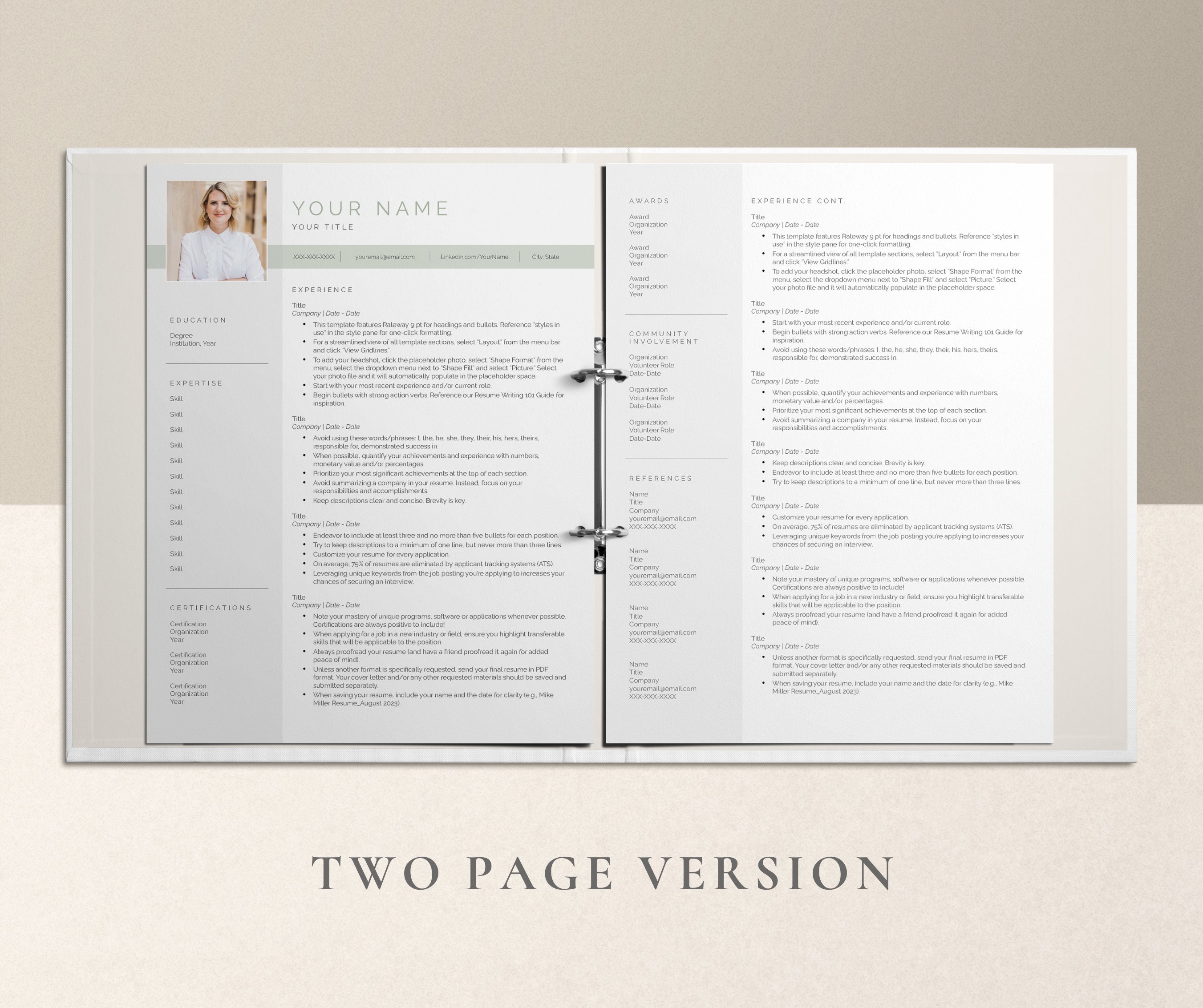 Modern Photo Professional Resume Template for Google Docs and Word ...