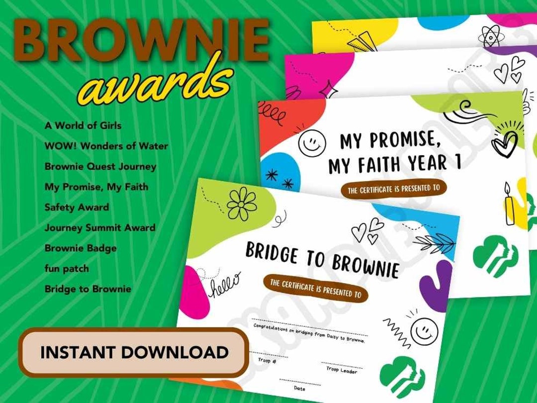 Brownie Girl Scout Printable Doodle Certificate Set 10 Pack - Etsy UK