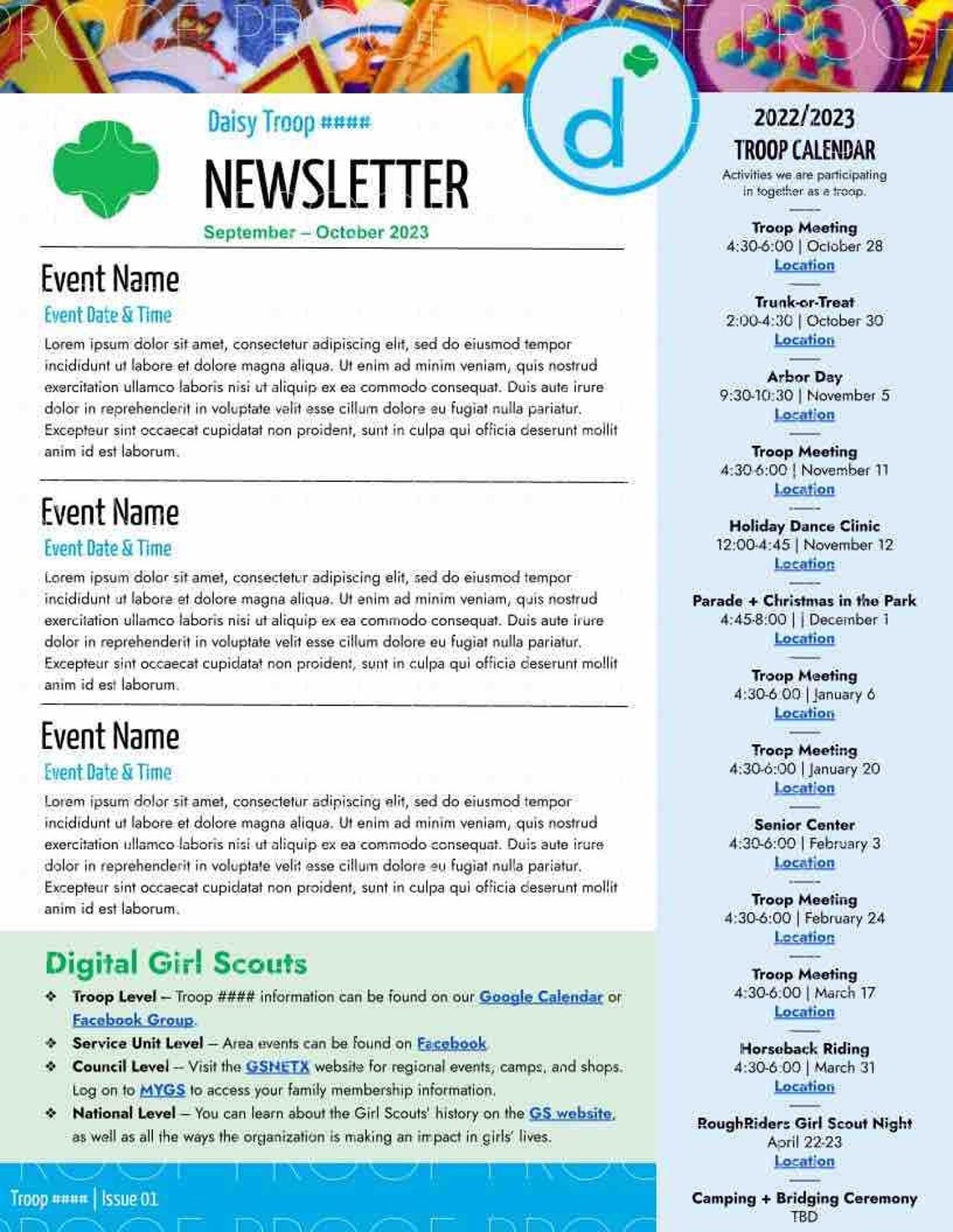 Daisy Troop Girl Scout Newsletter Instant Download Editable - Etsy
