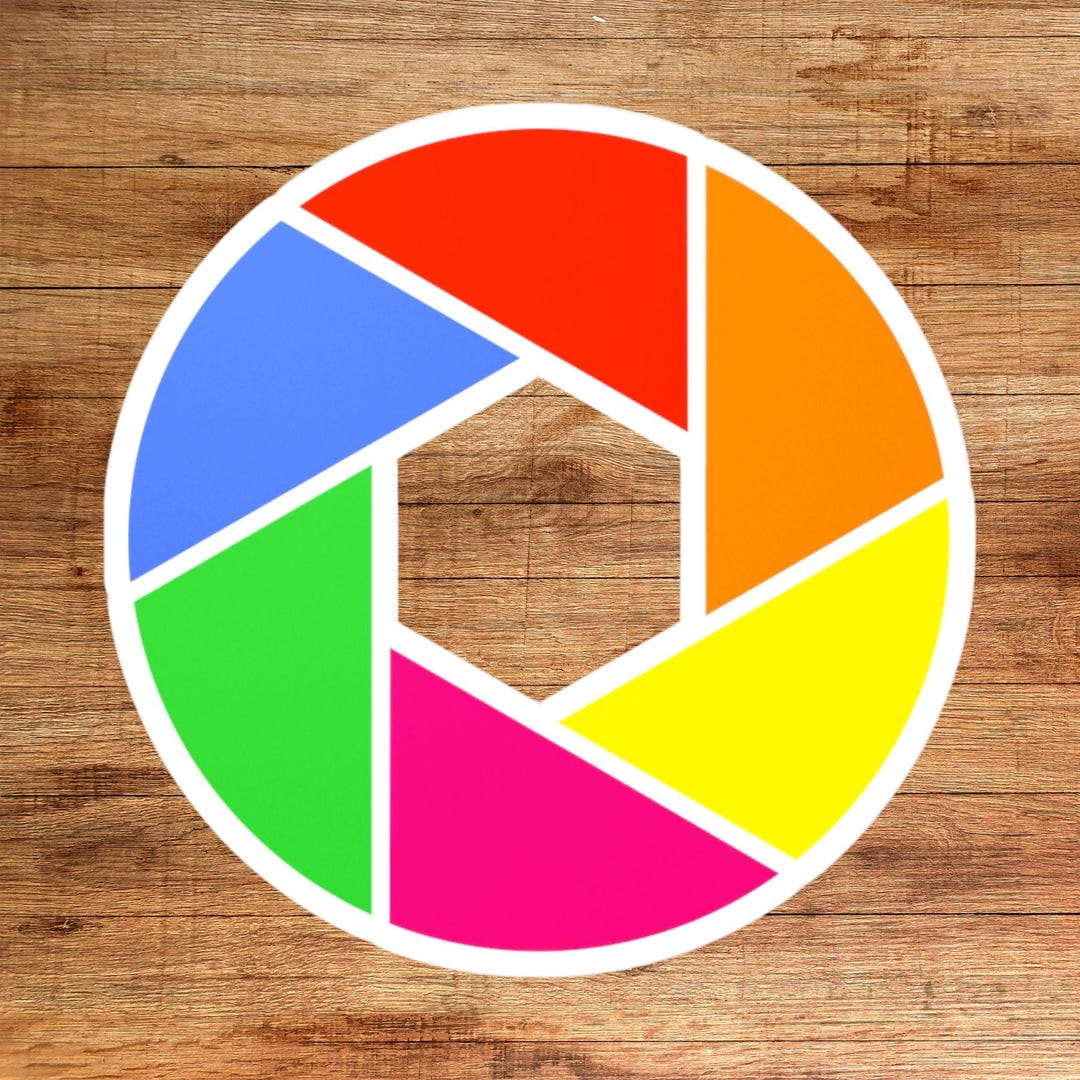 Aperture Neon Rainbow Sticker Photographer Retro Photography Kitsch SLR ...