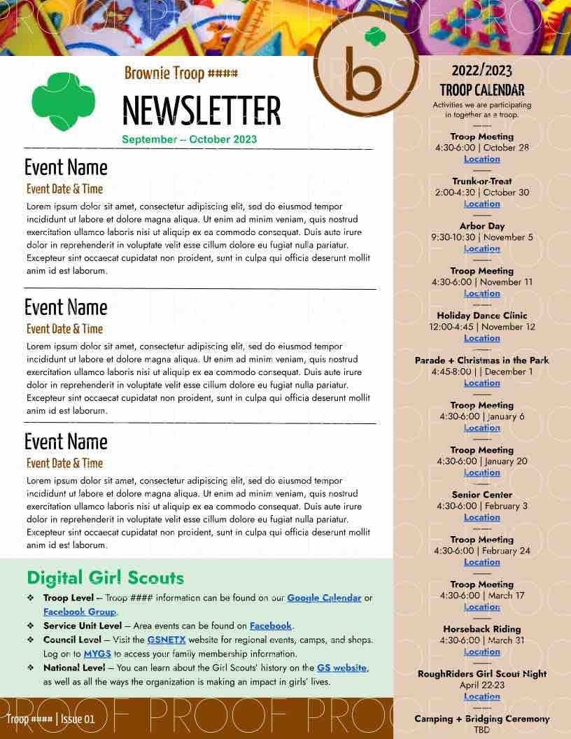Brownie Troop Girl Scout Newsletter Instant Download Editable - Etsy