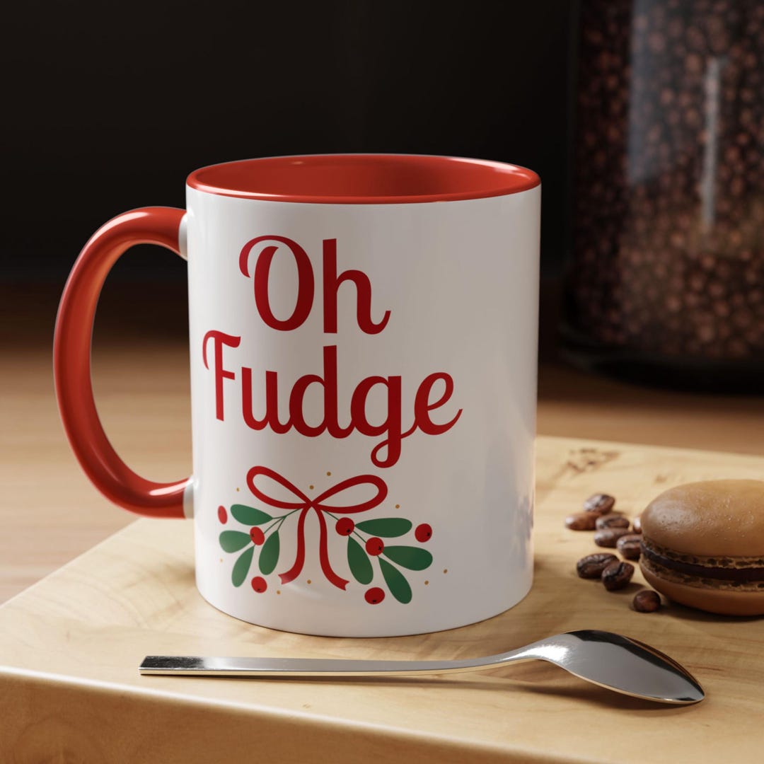 Oh Fudge Coffee Mug: Sweary Mistletoe Tea Cup for Christmas or Holiday ...