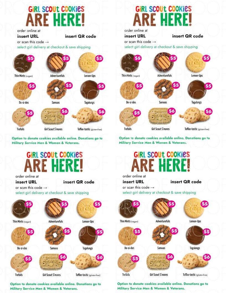Girl Scout Cookie Sales Cards Editable Instant Download Little Brownie ...