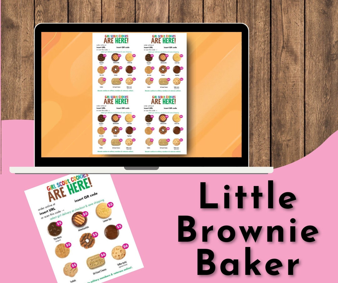 Girl Scout Cookie Sales Cards Editable Instant Download Little Brownie ...