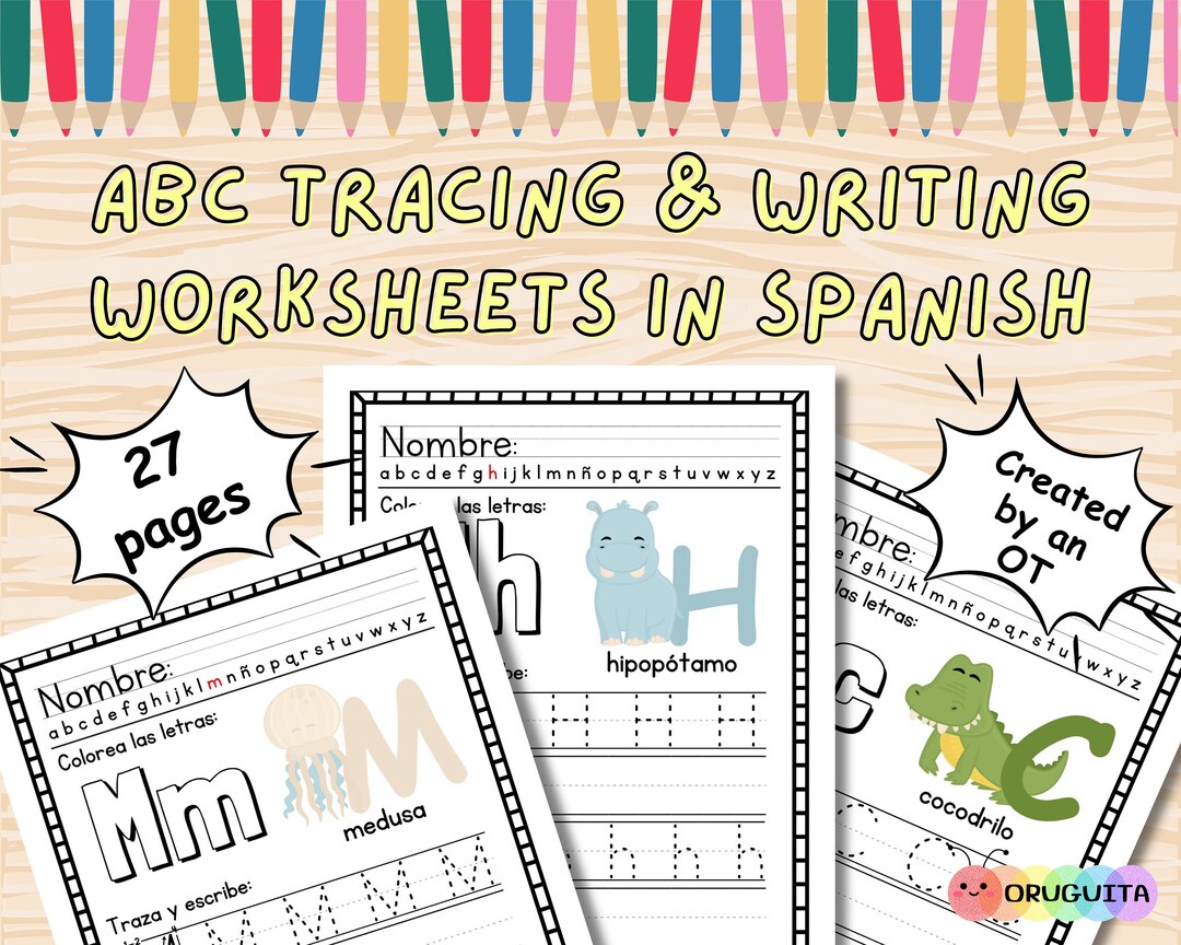ABC Alphabet Tracing and Handwriting Worksheets in Spanish | Hojas De ...