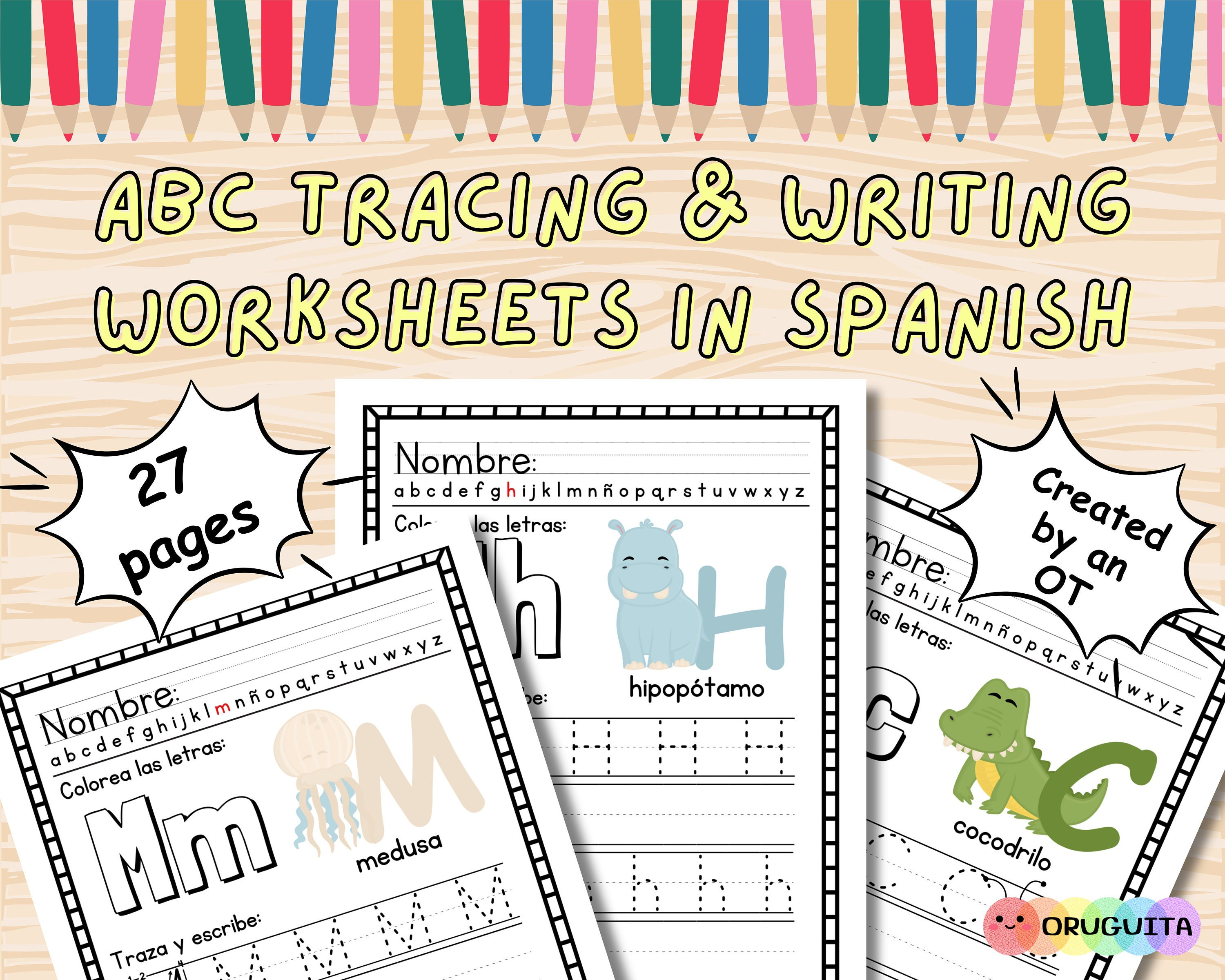 ABC Alphabet Tracing and Handwriting Worksheets in Spanish | Hojas De ...