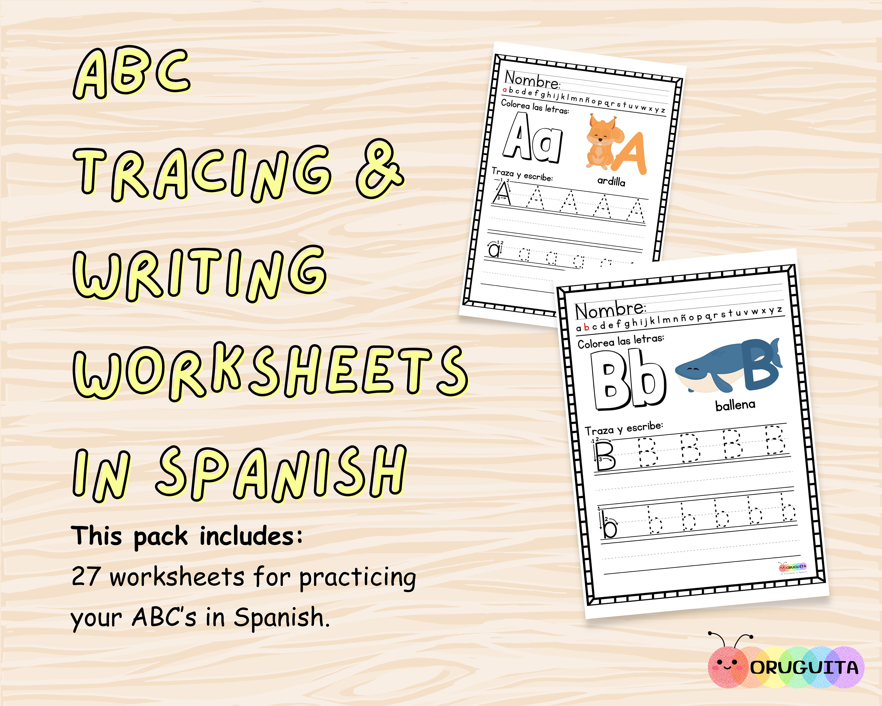ABC Alphabet Tracing and Handwriting Worksheets in Spanish | Hojas De ...