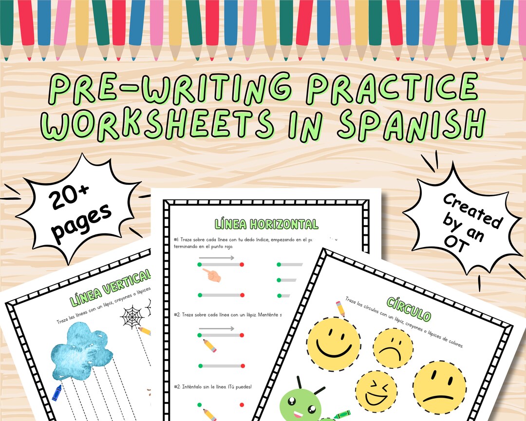 Prewriting Practice Worksheets in Spanish | Pre Escritura Español | Pre ...