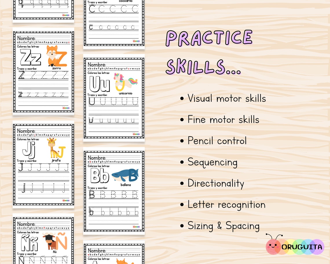 ABC Alphabet Tracing and Handwriting Worksheets in Spanish | Hojas De ...