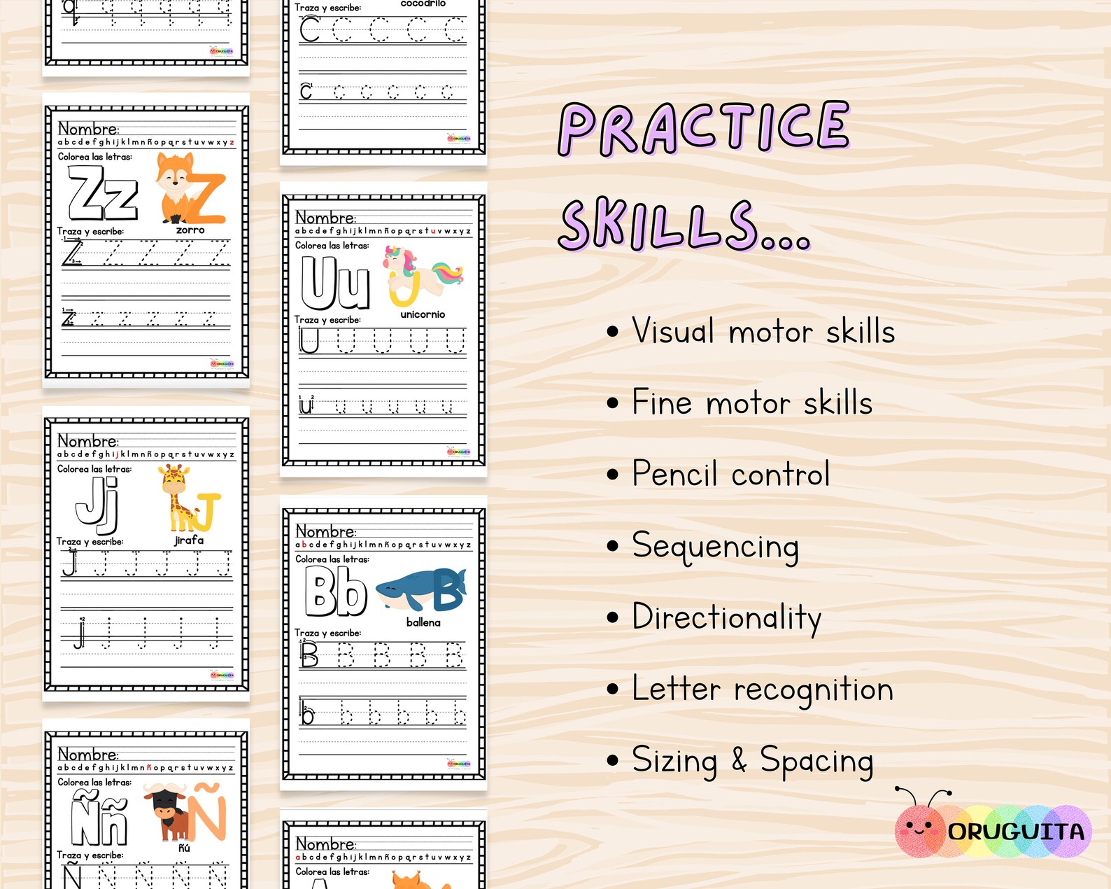 ABC Alphabet Tracing and Handwriting Worksheets in Spanish | Hojas De ...