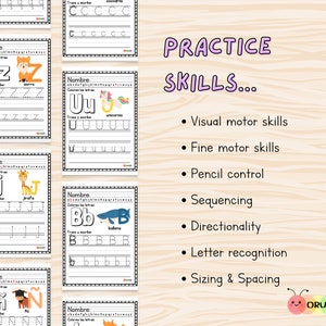 ABC Alphabet Tracing and Handwriting Worksheets in Spanish | Hojas De ...