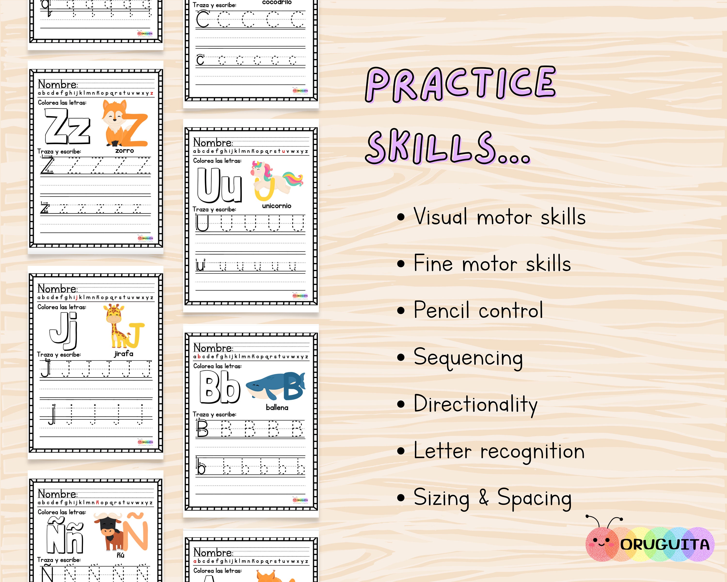 ABC Alphabet Tracing and Handwriting Worksheets in Spanish | Hojas De ...