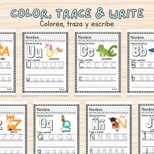 ABC Alphabet Tracing and Handwriting Worksheets in Spanish | Hojas De ...