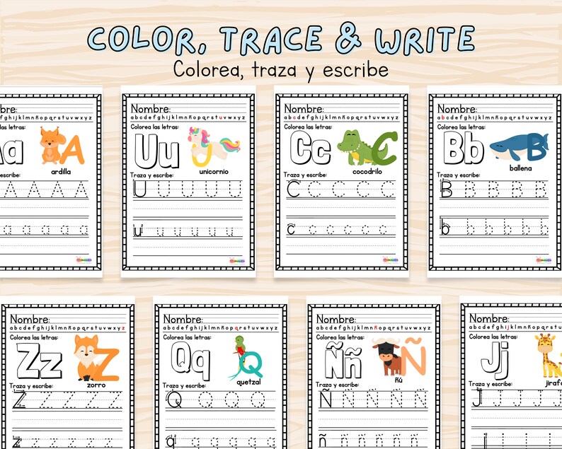ABC Alphabet Tracing and Handwriting Worksheets in Spanish | Hojas De ...